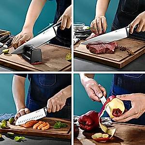 MOFFTI Chef Knife Set with Knife Sharpener, German EN1.4116 Stainless Steel Kitchen Knife Set, Ultra Sharp Professional Chef's Knife, Ergonomic Handle, Knives Set for Kitchen with Gift Box