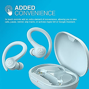 JLab Go Air Sport, Wireless Workout Earbuds Featuring C3 Clear Calling, Secure Earhook Sport Design, 32+ Hour Bluetooth Playtime, and 3 EQ Sound Settings (Light Blue)