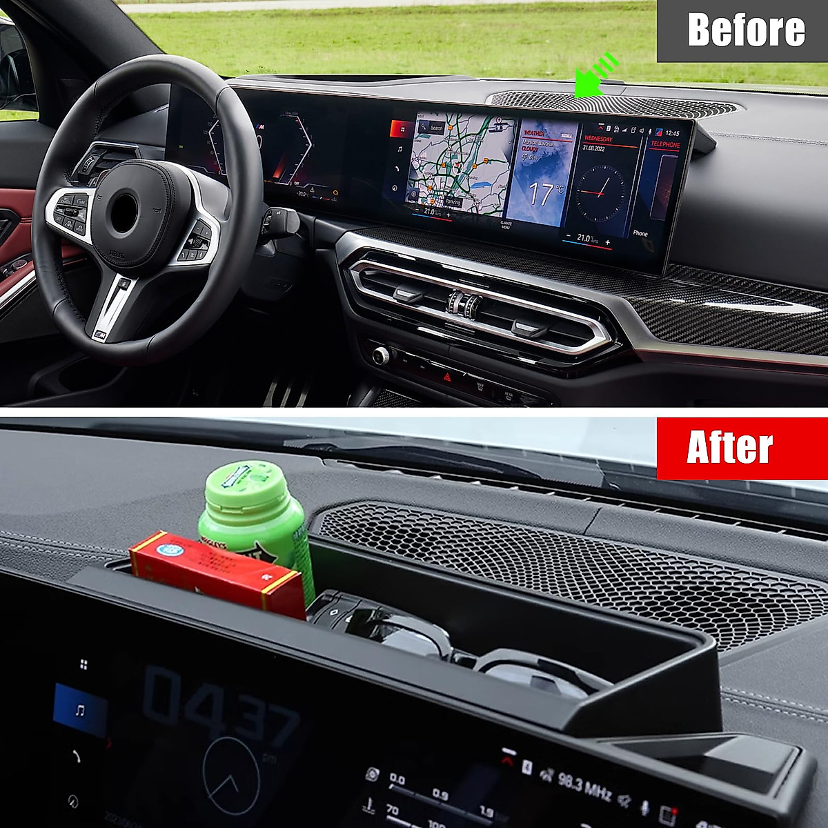 Jaronx Compatible with BMW 3 4 Series Center Console Organizer, 12.3 inch Touch Screen Dash Console Organizer for 3' G20 2023-2024/4' G22 2024,for BMW Dashboard Tray