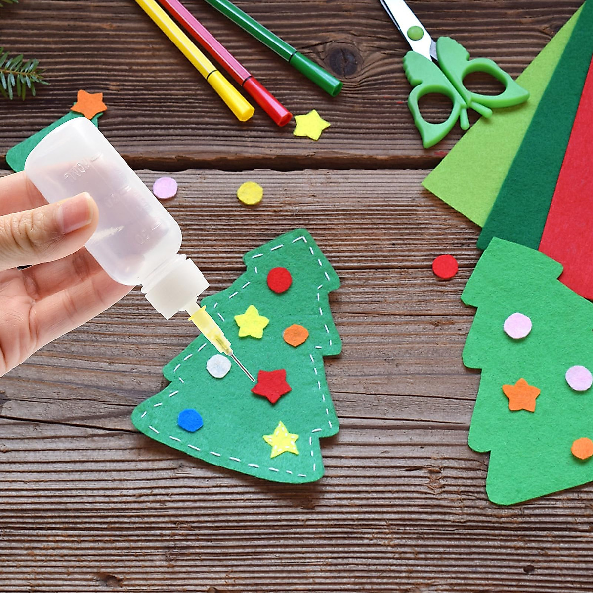 FJNATINH 30cc Needle Glue Bottle, Needle Tip Squeeze Bottle, Precision Tip Applicator Bottles, 5 Pack