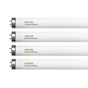 F20T12/D 20 Watt Light Bulb Daylight, 24 Inch T12 Fluorescent Tube 20W Compatible with Philips Sylvania GE Light Fixture 1400lm G13 Cap 4 Count