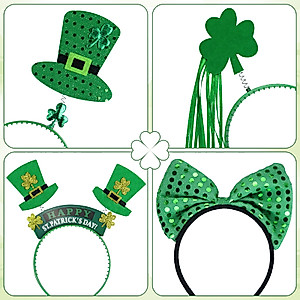 Fudragtn 9PCS St Patricks Day Headband,St.Patrick'S Day Green Shamrock Clover Headband for Women Girls Hair Accessories Headwear