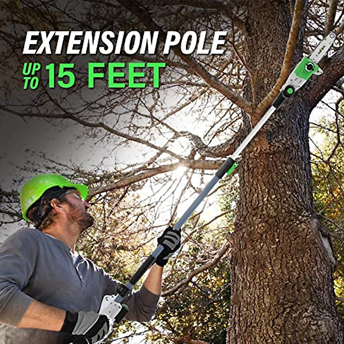 SOYUS Cordless Pole Saw, Telescoping Electric Pole Chain Saw Auto Oiling, 2.0Ah Battery,Multi-Angle Pole Chainsaw for Branch Cutting & Tree Trimming