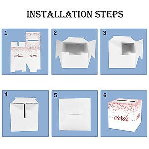 White and Rose Gold Card Box, Bride Gift Card Box, Birthday Party Gift Card Receiving Box, for Birthdays Party, Wedding Receptions, Bridal and Baby Showers, Graduations, Retirements, Anniversaries