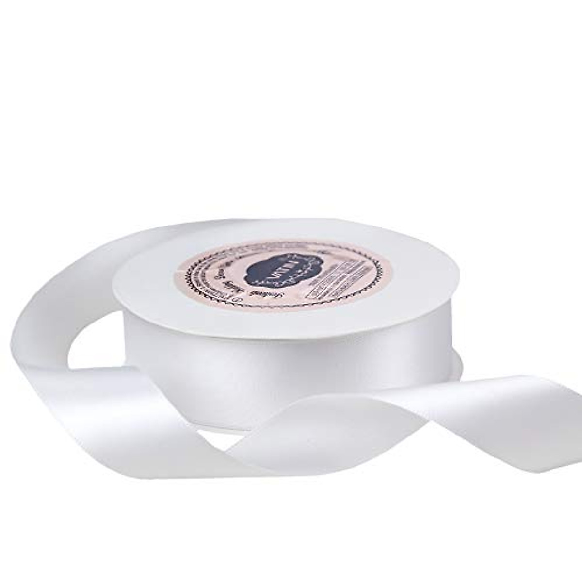 VATIN 1 inch Double Faced Polyester Satin Ribbon White - 25 Yard Spool, Perfect for Wedding, Wreath, Baby Shower,Packing and Other Projects.