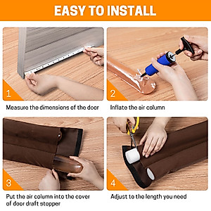 VISEMAN Under Door Stopper, Inflatable Door Blocker, Adjustable Door Sweeps for Bottom of Door and Window, 34"-36"