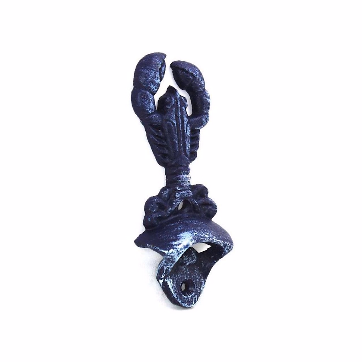 Hampton Nautical Rustic Dark Blue Cast Iron Wall Mounted Lobster 6" Bottle Opener