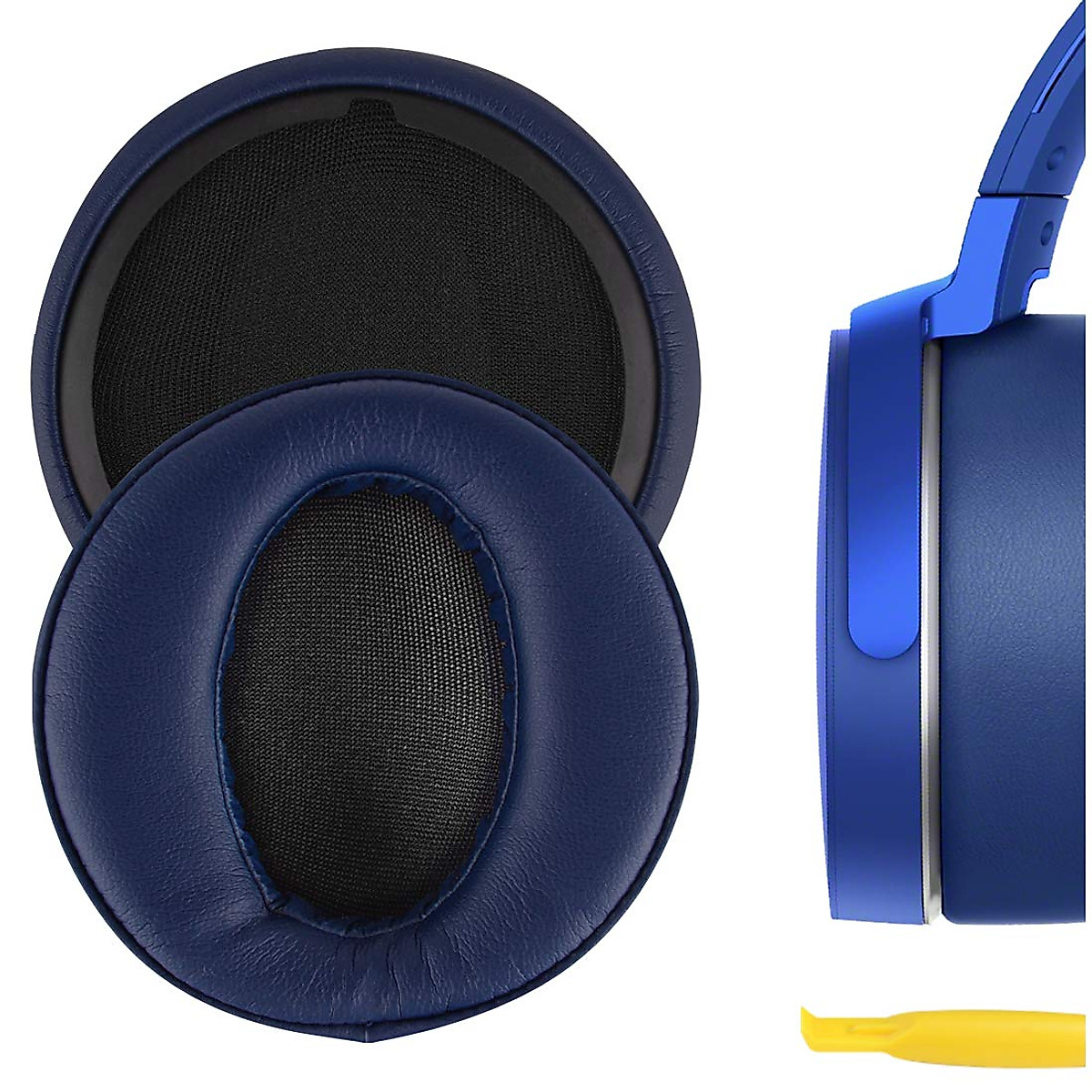 Geekria QuickFit Replacement Ear Pads for Sony MDR-XB950BT MDR-XB950B1 MDR-XB950/H Headphones Ear Cushions, Headset Earpads, Ear Cups Cover Repair Parts (Navy Blue)
