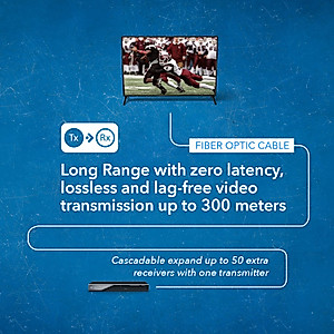 OREI 4K HDMI Extender Balun, Transmitter Only Over Fiber Optic Cable UltraHD 4K @ 60Hz 4:4:4 DR, CEC, ARC & IR Support, RS-232 SFP+ LR - Up to 40 KM - ARC Audio Out One to Many Optical Audio Out