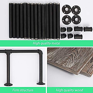 Coral Flower Industrial Pipe Shelving Wall-Mounted 4-Tier Rustic Metal Floating Shelves Wood Book Shelves Wall Shelf Unit Bookshelf Hanging Wall Shelves，Gray