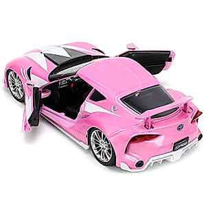 Jada Toys Mighty Morphin Power Rangers 1:24 Toyota FT-1 Concept Die-cast Car w/ 2.75" Pink Ranger Figure, Toys for Kids and Adults