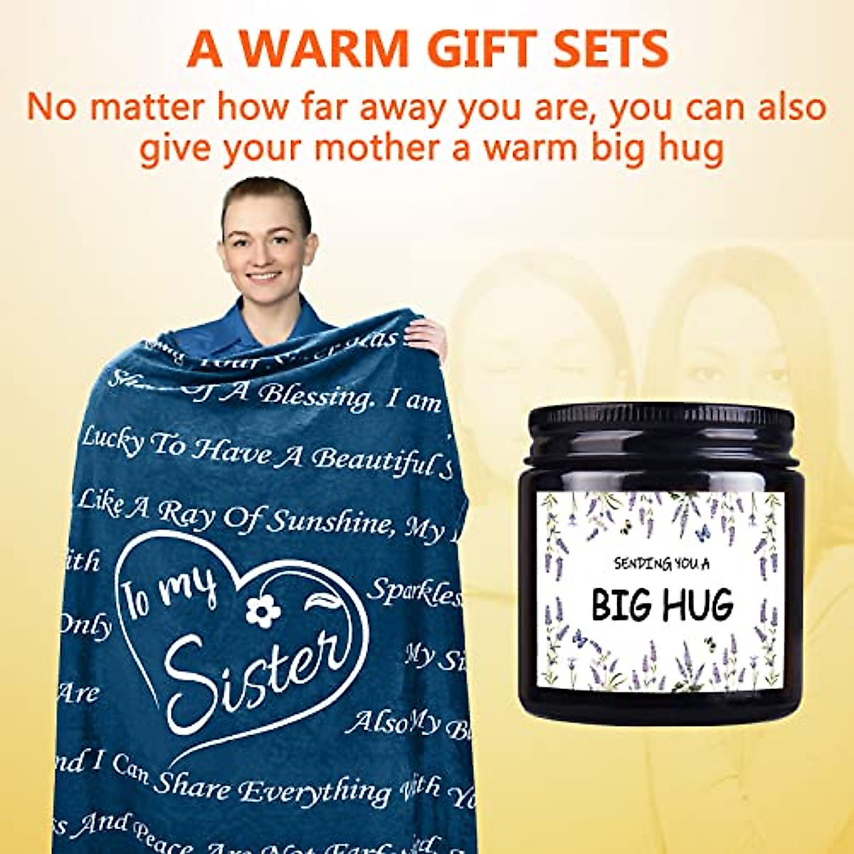Sister Gifts from Sisters-Sister Blanket and Lavender Scented Gifts Sets,Birthday Gifts for Sister,Unique Gifts for Sister on Christmas Valentine's Day,to My Sister Blanket Funny Gifts Sets