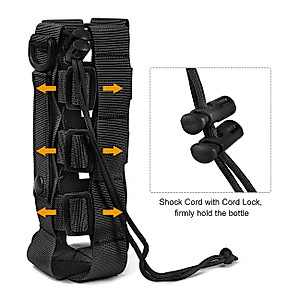 WICHEMI MOLLE Water Bottle Pouch Minimalist Adjustable Straps Tactical Water Bottle Holder Kettle Pouch Belt Bottle Carrier Bag for 17-84 Oz Water Bottle (Black)