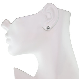 Honolulu Jewelry Company Premium Sterling Silver Polished Round Ball Stud Earrings with 5mm Backings (8mm)