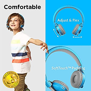 LilGadgets Untangled Pro Wireless Kids Headphones, On-Ear Bluetooth Toddler Headset with Built-in Microphone, Design, No More Tangled Wires, Perfect for Children in School, Blue