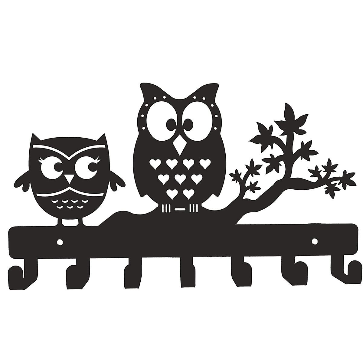 HeavenlyKraft Owl Key Holder, Owl Key Rack, Owl Key Hooks, Metal Key Cabinet, Owl Key Hanger, Medal Hanger, Leash Hanger, 10.6 X 6.15 X 1 INCH (Owl Duo Key Hook)