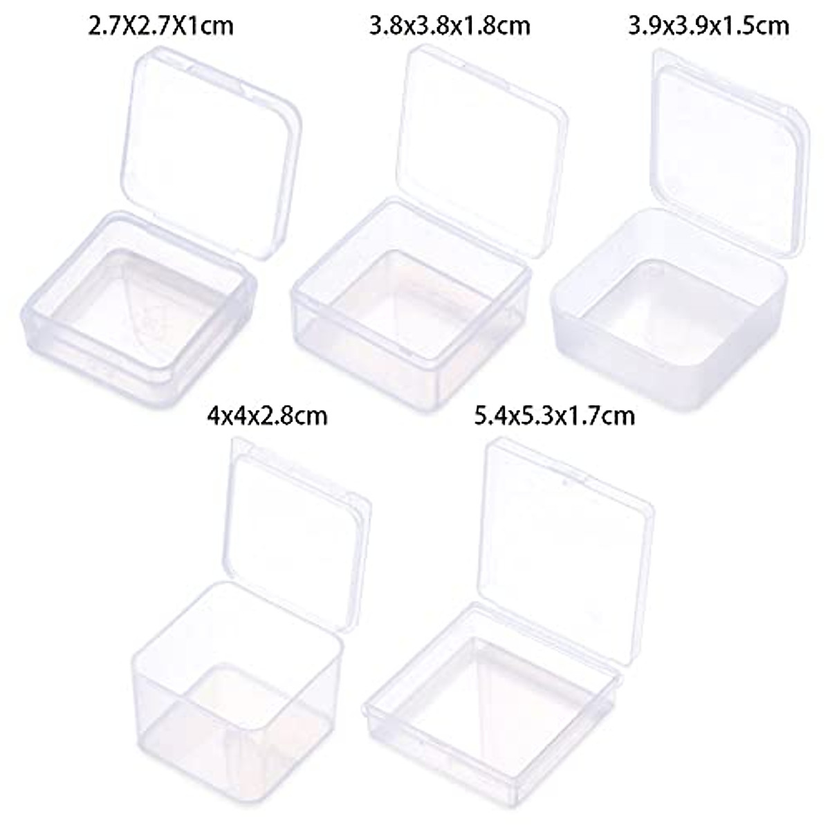 Beads Container Useful Jewelry Organizer Case Hardware Case Transparent Nail Art Screw Storage Pill Chip Box(4x4x2.8cm)