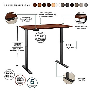 Bush Business Furniture Move 60 Series Height Adjustable Standing Desk, 48W x 24D, Hansen Cherry