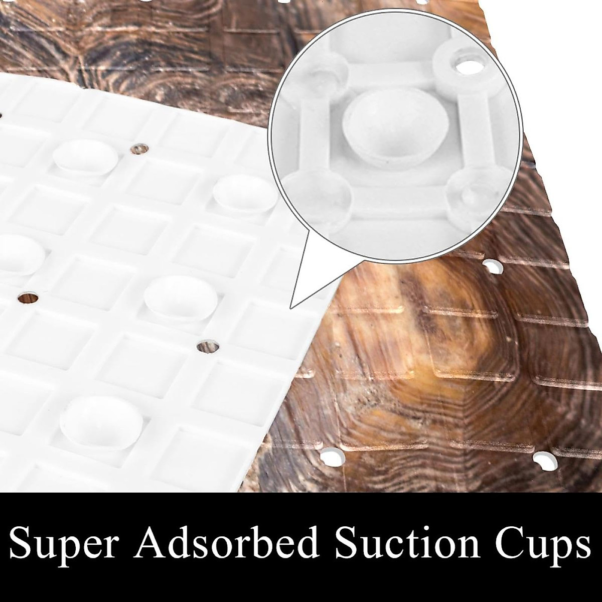 Non Slip Bathtub Mats with Suction Cups, Bath Tub Shower Mat for Bathroom, Machine Washable Bathroom Mats with Drain Holes(Texture of Turtle Carapace)