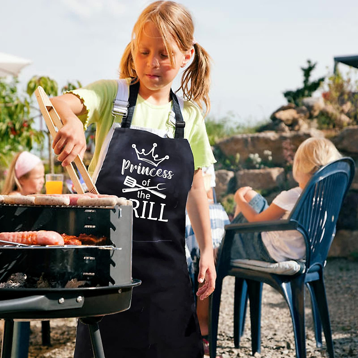 GEMHOPE Kids Apron Children Grill Aprons Funny Child Apron with 2 Pockets Birthday Gifts for Girls Cooking Kitchen Baking Painting