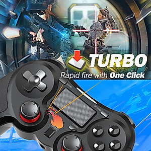 TERIOS Wireless Controller for PS4, Remote Controller with Hall Effect Joystick, 1000mAh Battery, 3.5mm Audio Jack and Programming Function, Compatible with PS4, Pro, Slim (New Verion)