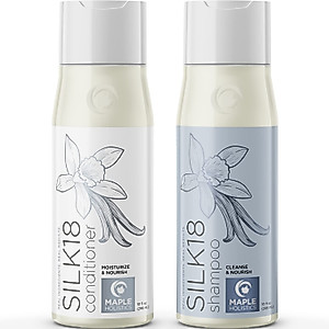 Silk18 Sulfate Free Shampoo and Conditioner Set - Hydrating Moisturizer with Shea Butter, Jojoba and Argan Oil for Frizzy, Damaged Curly Hair and Dry Scalp