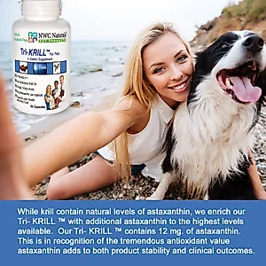 Tri-Krill Oil Capsule Supplement for Dogs and Cats, Supports Joint, Brain, Supports Healthy Skin and Coat, Pure Antarctic Krill with Astaxanthin, Omega-3, DHA, EPA by NWC Naturals