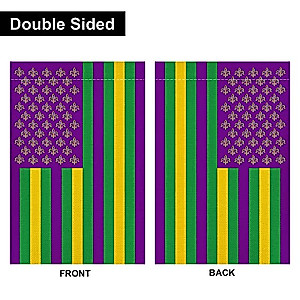 ANOVO Mardi Gras Fleur De Lis Double Sided Burlap Garden Flags, Seasonal Outside Porch Patio Farmhouse Yard Outdoor Decorative 12 x 18 Inch