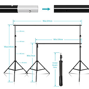 GSY Backdrop Stand 6.5x6.5ft/2x2m, Adjustable Heavy Duty Background Stand for Parties, Wedding, Photography, Ad Display, Activity Decoration