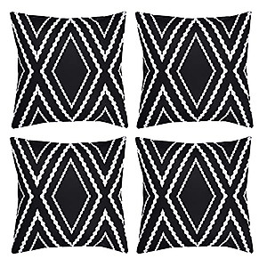 4 Pack Decorative Outdoor Waterproof Throw Pillow Covers 18 x 18 Inches Patio Furniture Pillows Waterproof Geometric Garden Cushion Case Boho Pillow Shell for Patio Garden Couch Sofa