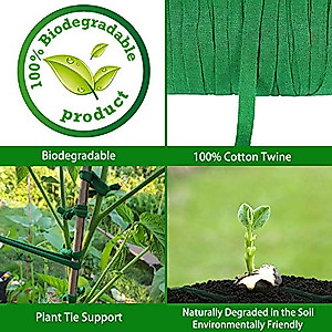 Garden Tree Tie, 164 Feet 8mm Soft Durable Green Plant Twine Stretchy Tree Supports Biodegradable for Tomato Plants, Climbing Roses and Vines Organizing