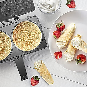 CucinaPro Krumkake Baker By Cucina Pro - 100% Non Stick, Makes Two Krumkake Pizzelle-Like Cookies, Great for Cannoli Filling & Cones
