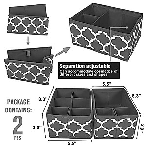 VERONLY Vanity Organizers and Storage Box, Adjustable Multifunction Cosmetic Storage Bin, Fabric Desk Drawer Divider for Makeup Brushes, Bathroom Countertop or Dresser, Set of 3 (Grey)