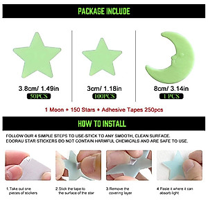 150pcs Glow in The Dark Ceiling Stars, Mixed Colour Superbright Plastic Stars Wall Decor, Removable Reusable Wall Sticker Murals Decoration for Nursery Room Decor for Children