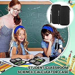 Hoteam 10 Pcs Scientific Calculator Case Graphing Calculator Case for Hard Travel Protective Case 7.3'' x 3.5'' Calculator Storage Holder Organizer with Mesh Pocket for Students, Worker (Black)