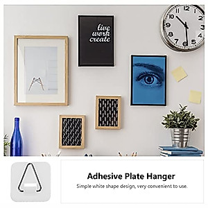 DOITOOL 50pcs Adhesive Plate Hanger, Self Adhesive Wall Plate Hanger, Sticky Wall Hooks, Plate Holders for Home Bathroom Kitchen Office (2.5X2.5CM)