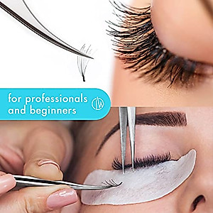 Eyelash Extension Tweezers Set of 2 Eyelash Tweezers - Isolation Tweezers Eyelash Extensions and Volume Lash Tweezers - Straight and Pointed Curved Tweezers - Professional Lash Tweezers – by CLW