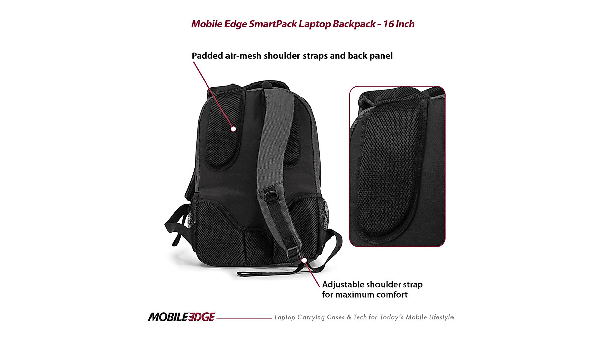 Mobile Edge Charcoal SmartPack Laptop Backpack with Padded Tablet Pocket