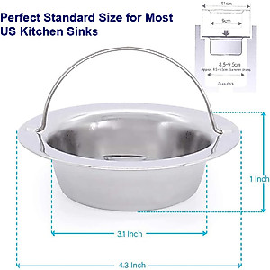 Kitchen Sink Drain Strainer Basket Stopper Cover Filter mesh Stainless Steel 2 Pack Food Catcher Screen