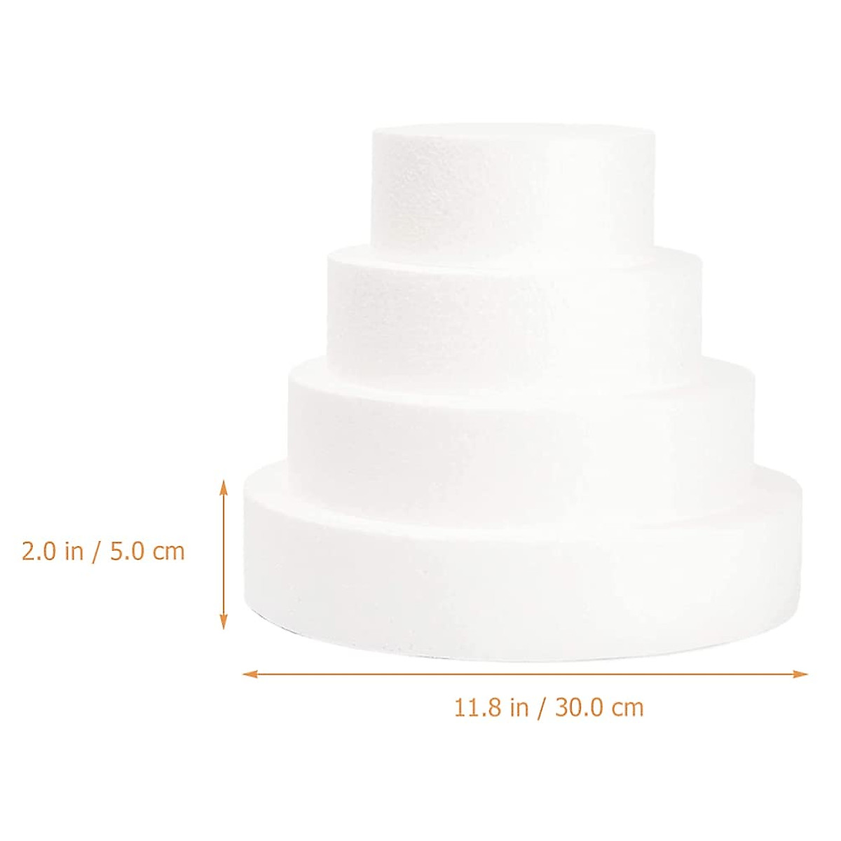 PAREKS Foam Cake Dummies 4pcs Fake Foam Cakes Foam Cake Dummy 4 Tiers Round Wedding Display Cake Models Practicing Molds for DIY Decorating Cake Dummies/1190