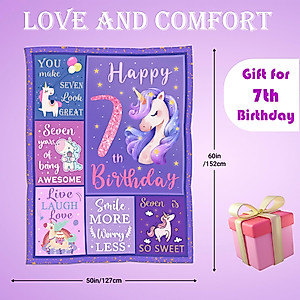 Henazin 7 Year Old Girl Birthday Gifts, Gifts for 7 Year Old Girls, 7 Year Old Girl Gift Blanket 60"X50", Girls Birthday Gifts Age 7, Birthday Gifts for 7 Year Old Girls, 7th Birthday Gifts for Girls