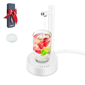 Water Dispenser for 5 Gallon Bottle Intelligent Desktop Water Dispenser Countertop for Universal Bottles with Drying Mat Electric Water Pump Smart Table Water Dispenser for Bedside, Office(White)