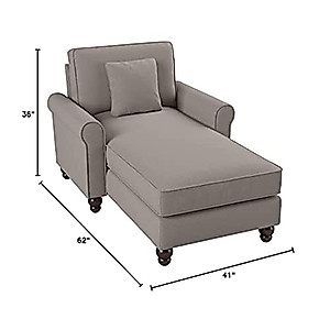 Bush Furniture Hudson Chaise Lounge with Arms, Beige Herringbone