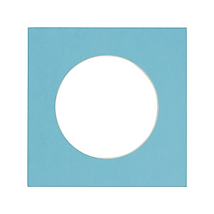 10x10 Mat Bevel Cut for 6x6 Photos - Precut Aqua Blue Circle Shaped Photo Mat Board Opening - Acid Free Matte to Protect Your Pictures - Bevel Cut for Family Photos, Pack of 1 Matboard Show Kit with