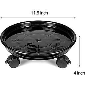 Fasmov 3 Pcs Plant Pallet Caddy Plant Stand Round Flower Pot Mover, Plant Pot Pallet Dolly Caster with Universal Wheels (Black)