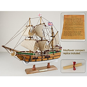 SAILINGSTORY Wooden Model Ship Mayflower 1/100 Scale Replica Sailing Ship Model Sailboat Decor