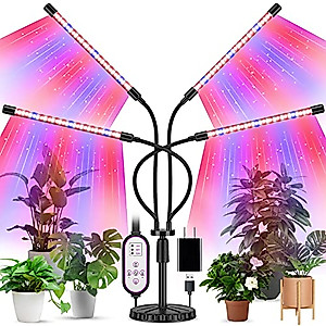 ZDMATHE 120W LEDs Plant Grow Lights for Indoor Plants Growing, Height Adjustable Full Spectrum LED Grow Lights for Seed Starting - 4/8/12H Timer, 3 Switch Modes, 10 Dimmable Brightness