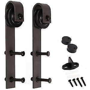 48 in/60in/72in/84in X 84 in K Series DIY Knotty Wood Double Sliding Barn Door with Hardware Kit (60 in x 84 in, Aged Barrel)