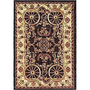 Rugs.com Pioneer Collection Rug – 4' x 6' Black Medium-Pile Rug Perfect for Living Rooms, Large Dining Rooms, Open Floorplans