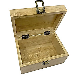 Cali Factory - Small Size Wooden Box - Wood Keepsake Box With Hinged Lid and Metal Latch - Memory Box For Gift , Storage For Jewely , Tea or Other Treasures (Natural Bamboo)